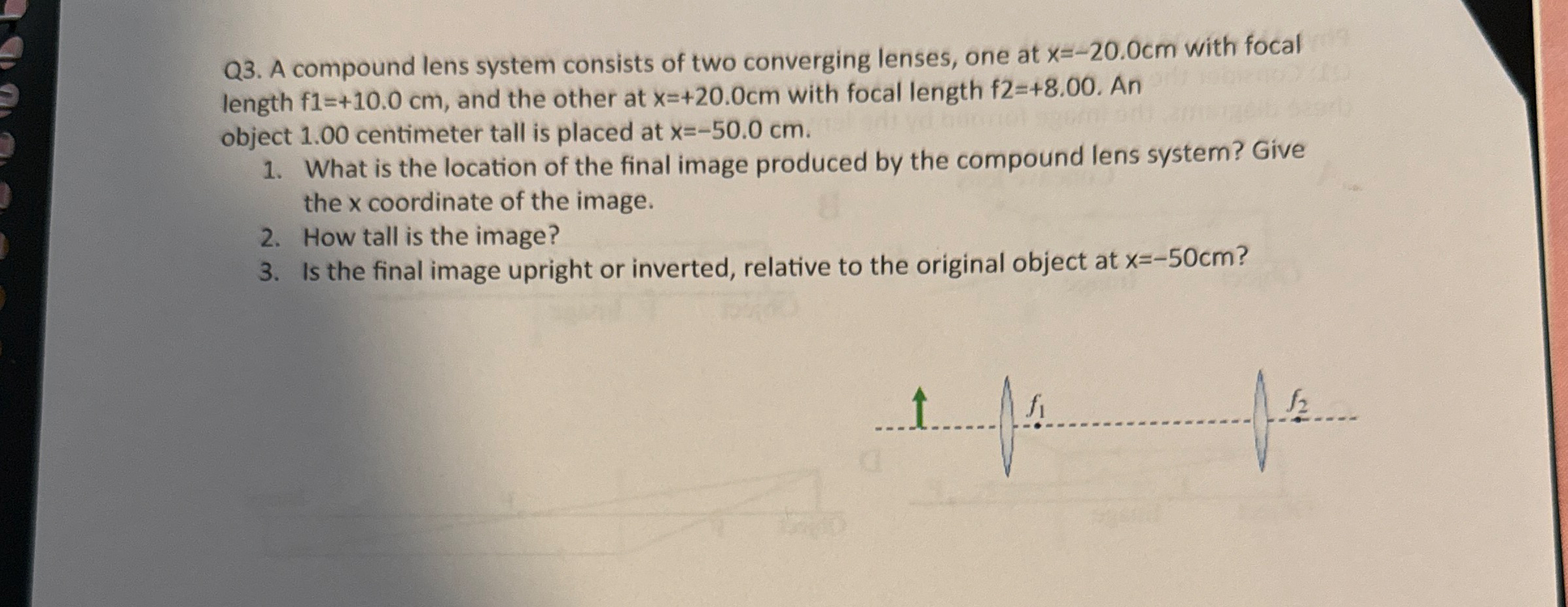 Solved Q3. ﻿A compound lens system consists of two | Chegg.com