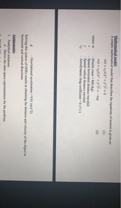 Solved (1) Mathematical model: A simple mathematical model | Chegg.com