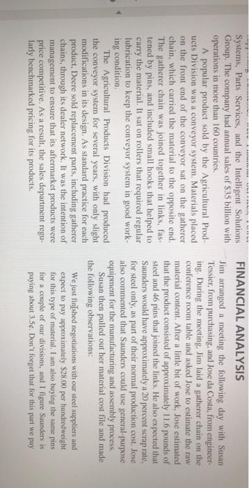 Solved case study: Deere cost managementques: 1. what is the | Chegg.com