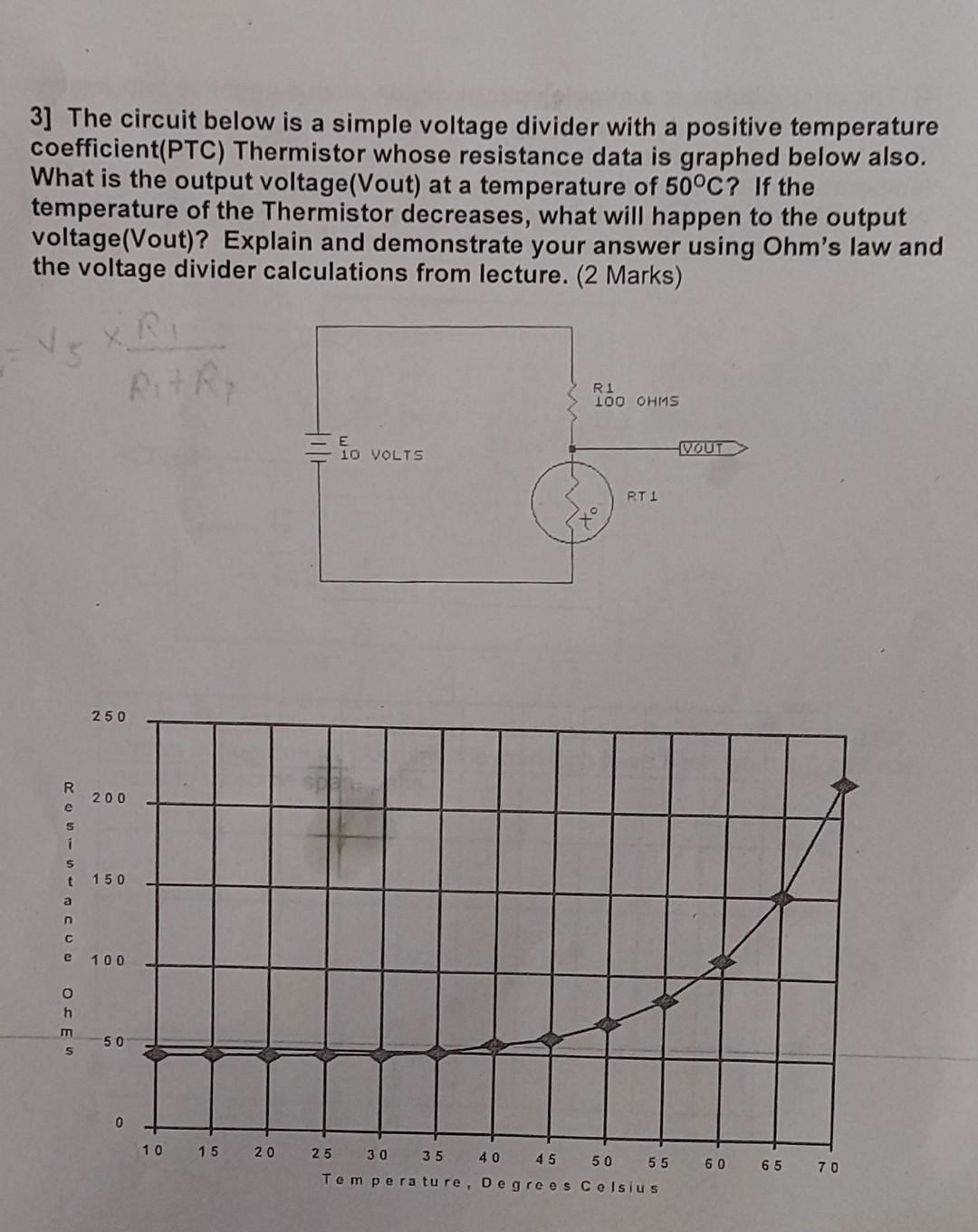 Solved 3] The circuit below is a simple voltage divider with | Chegg.com