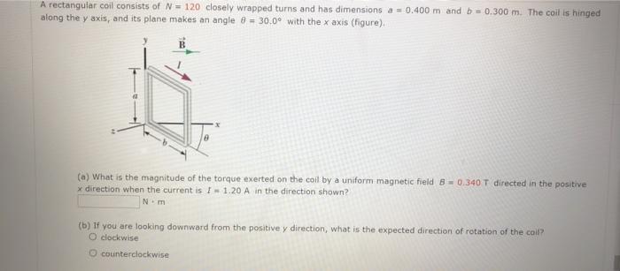 Solved A rectangular coil consists of N = 120 closely | Chegg.com