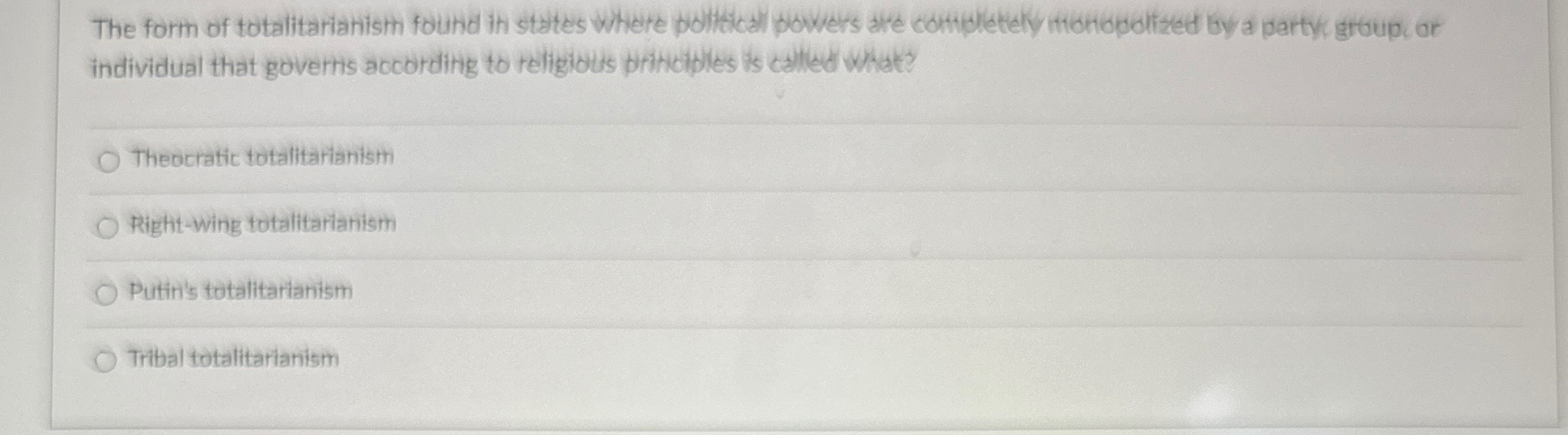 Solved The form of totalitarianisth found it states where | Chegg.com