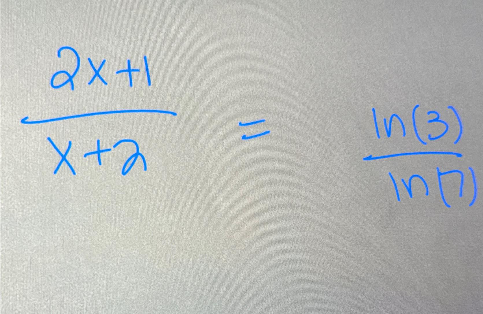 Solved 2x+1x+2=ln(3)ln(7) | Chegg.com