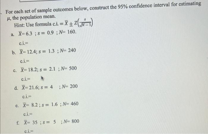 Solved For each set of sample outcomes below, construct the | Chegg.com