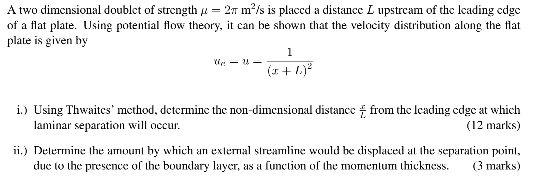 Solved A two dimensional doublet of strength μ=2πm2s ﻿is | Chegg.com