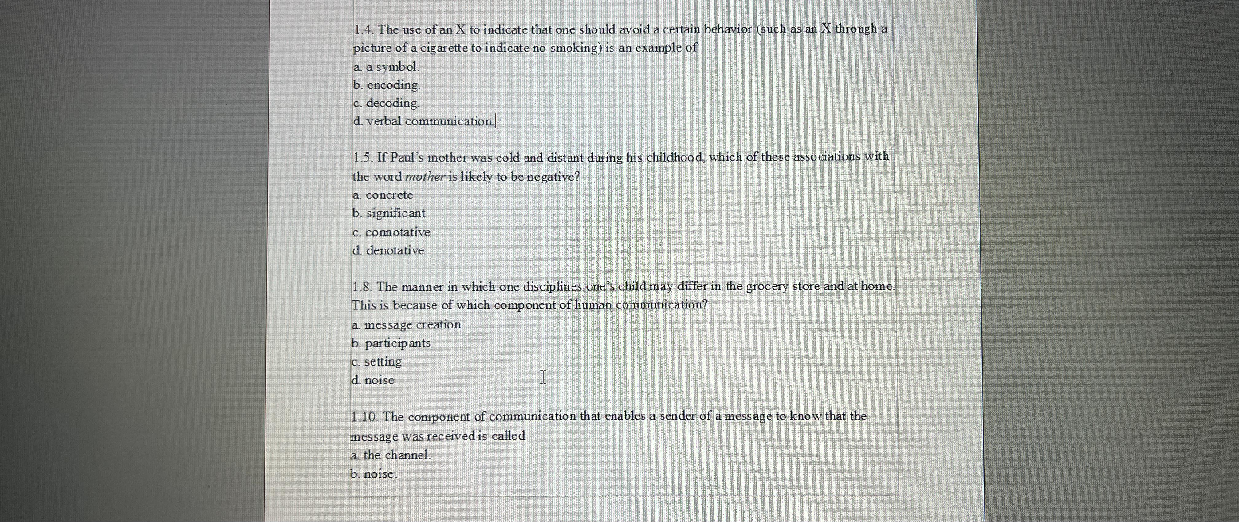 Solved 1.4. ﻿The use of an x ﻿to indicate that one should | Chegg.com