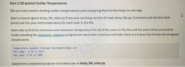 Solved Part 2 (20 points) Outlier Temperatures We are | Chegg.com