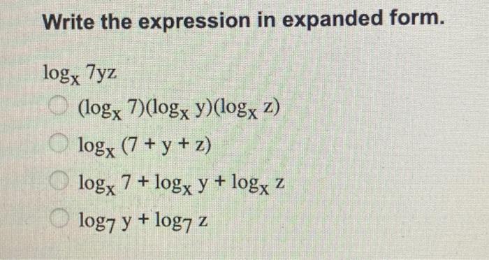 Solved Write the expression in expanded form. | Chegg.com