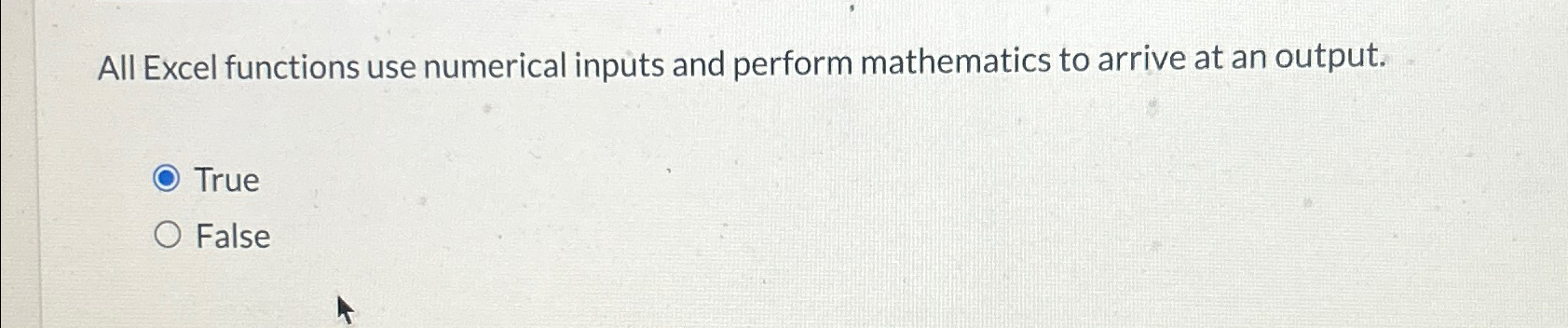 Solved All Excel functions use numerical inputs and perform | Chegg.com
