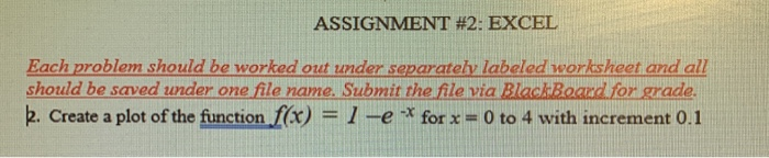 Solved ASSIGNMENT #2: EXCEL Each problem should be worked | Chegg.com