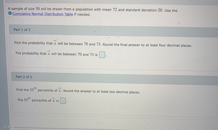 Solved A sample of size 50 will be drawn from a population | Chegg.com