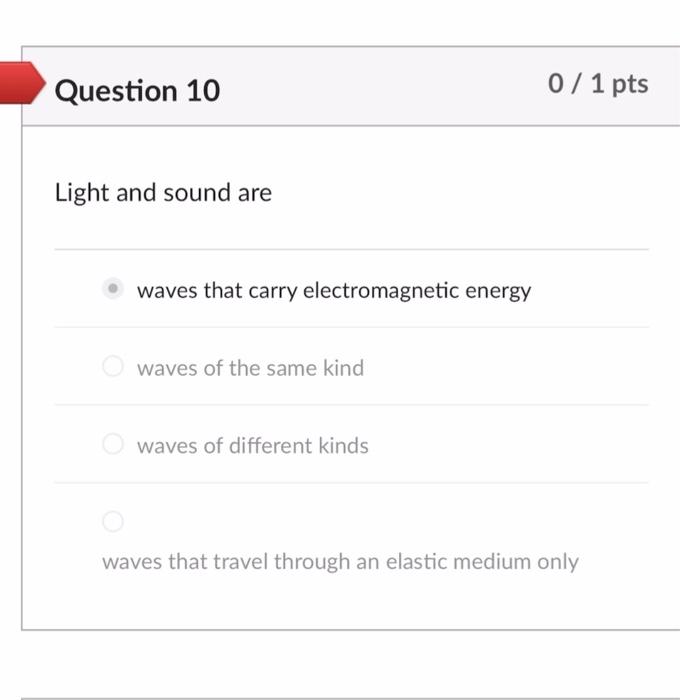 Solved Light and sound are waves that carry electromagnetic | Chegg.com