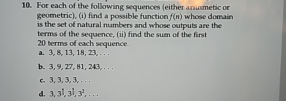 Solved For each of the following sequences (either | Chegg.com