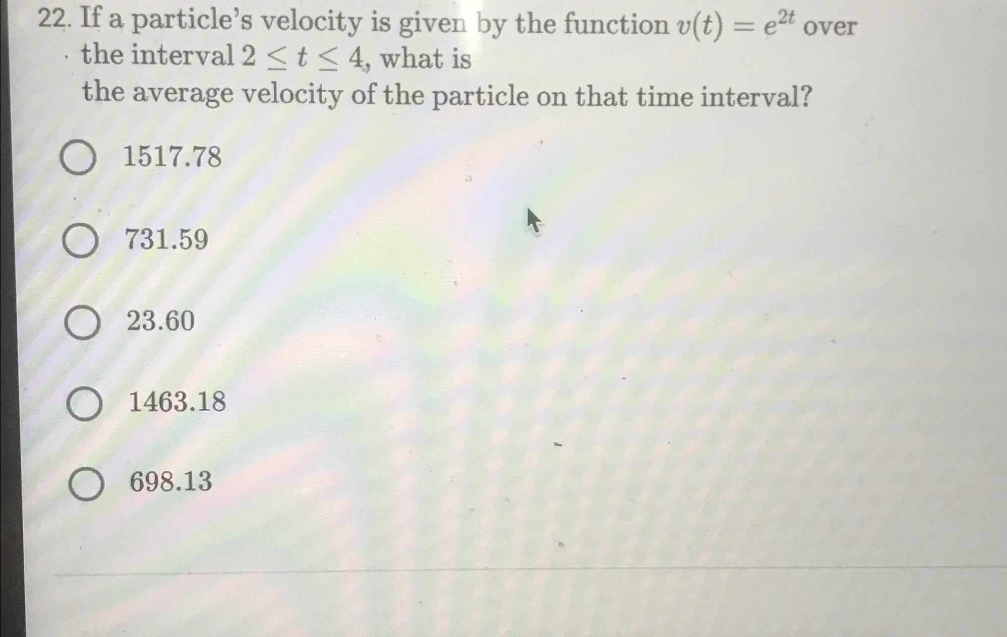 Solved If a particle's velocity is given by the function | Chegg.com