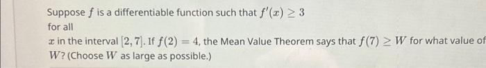 Solved Suppose f is a differentiable function such that | Chegg.com