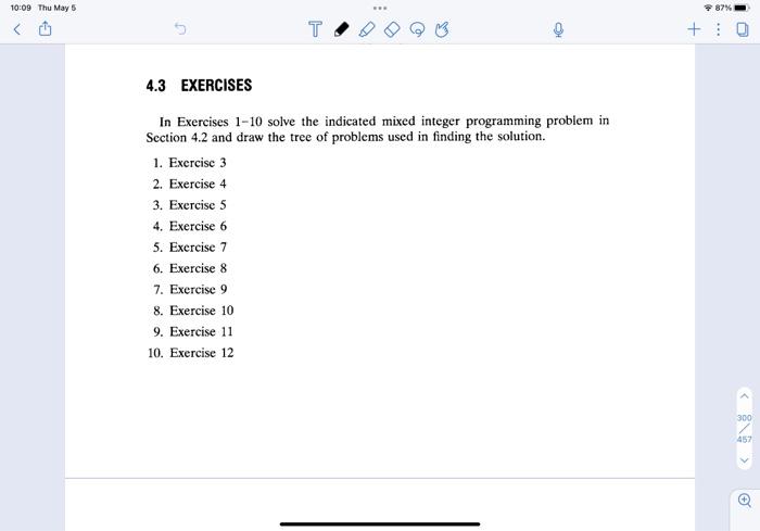 Solved 10:09 Thu May ) 87% T. 9 + 4.3 EXERCISES In Exercises | Chegg.com
