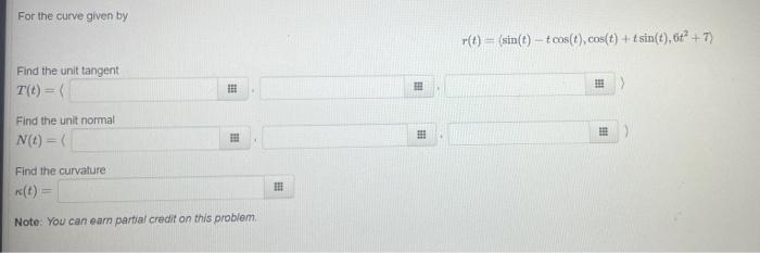 Solved For the curve given by r(t) = (sin(t) -t cos(t), | Chegg.com