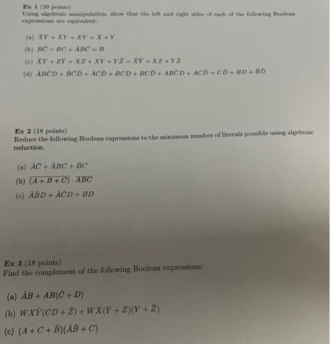 Solved Ex 4 (15 points) For each three-variable K-map, find | Chegg.com