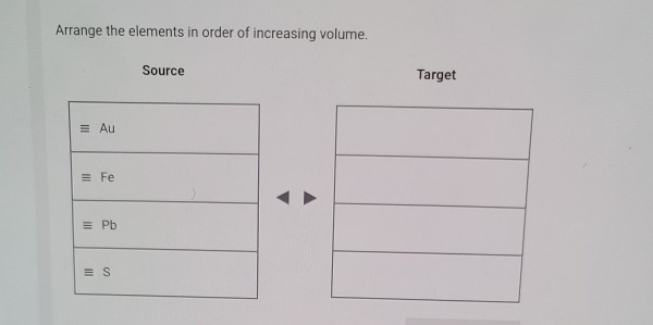 Solved Arrange the elements in order of increasing volume. | Chegg.com