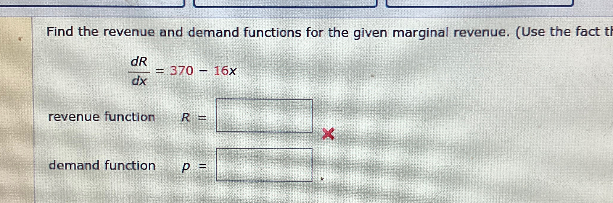 Solved Find the revenue and demand functions for the given | Chegg.com