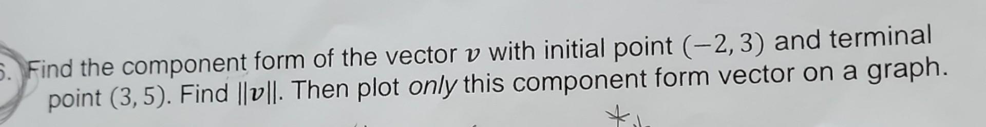 Solved Find the component form of the vector v with initial | Chegg.com