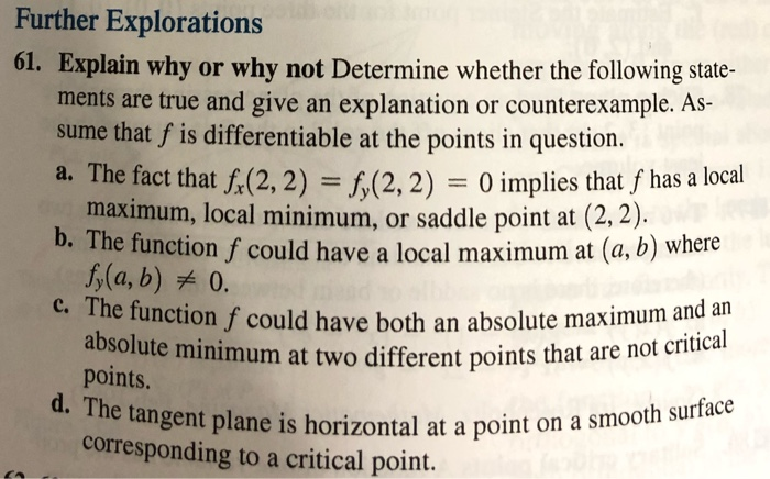 Solved Further Explorations 61. Explain why or why not | Chegg.com