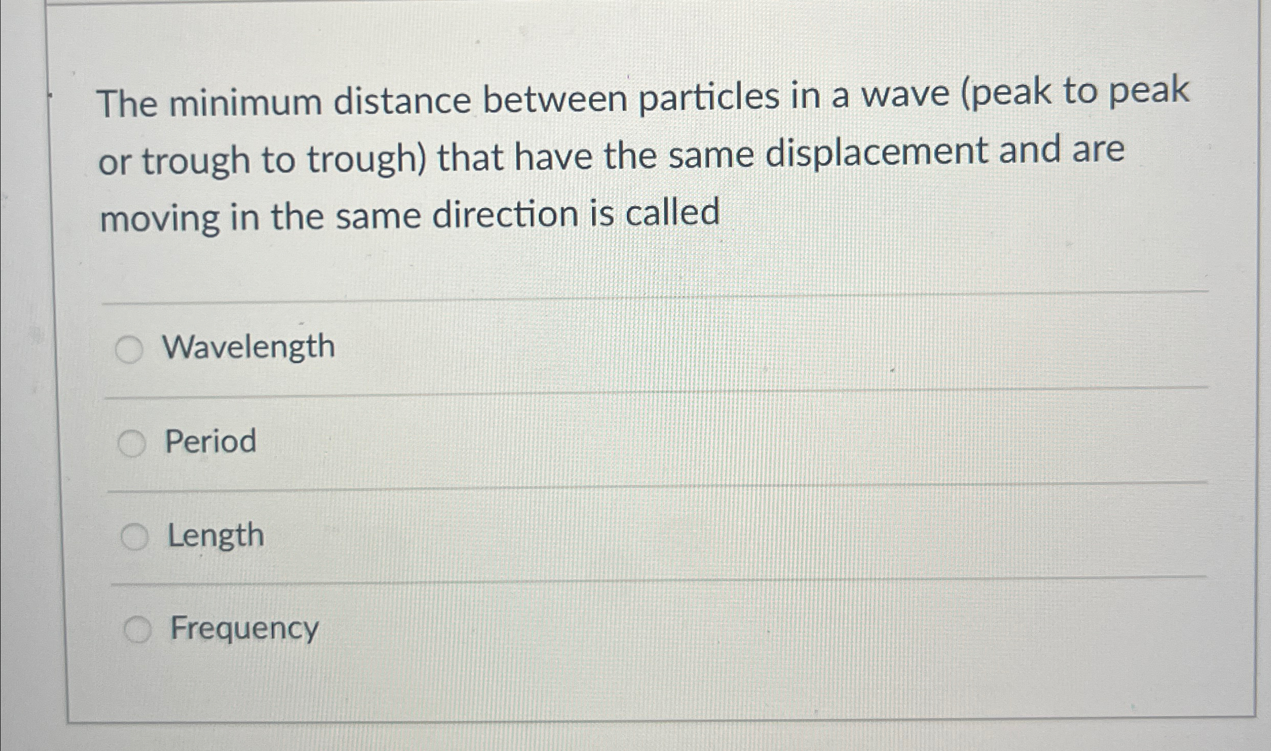 Solved The minimum distance between particles in a wave | Chegg.com