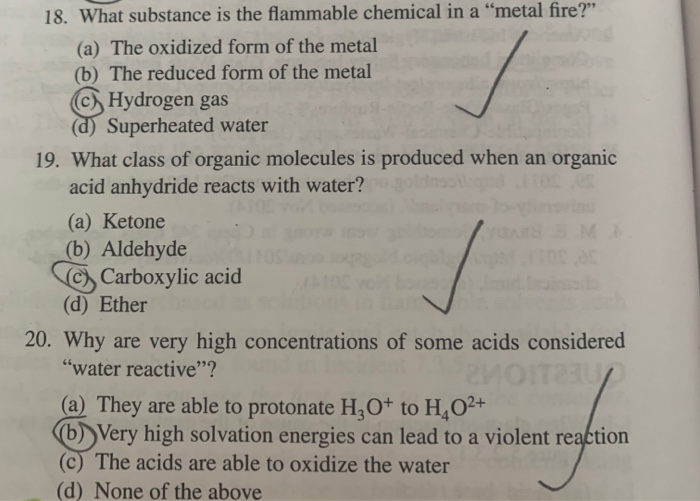 Solved 18. What substance is the flammable chemical in a | Chegg.com