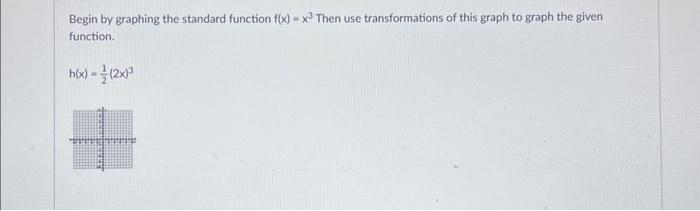 Solved Begin by graphing the standard function f(x)=x3 Then | Chegg.com