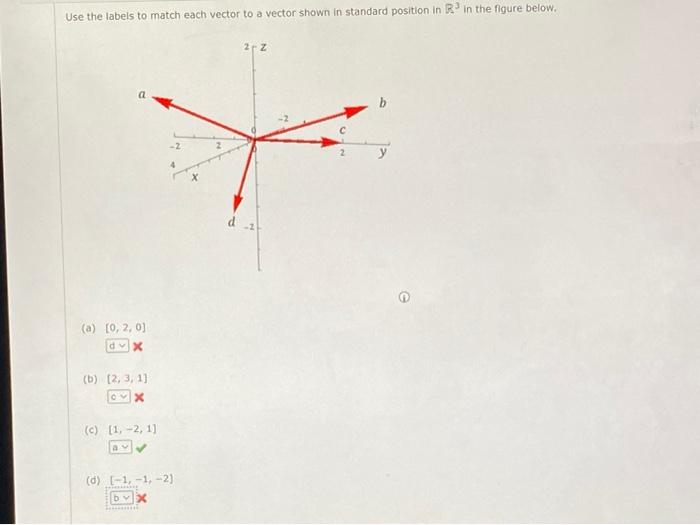 Solved Use the labels to match each vector to a vector shown | Chegg.com