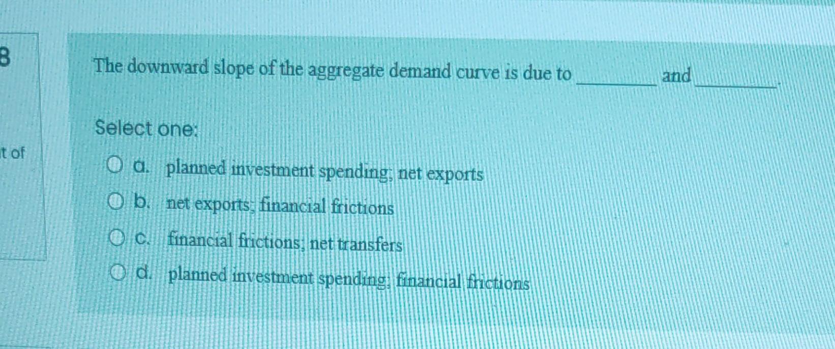 Solved The downward slope of the aggregate demand curve is | Chegg.com
