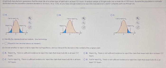 Solved A. (c) loenicy the standarged lest statste Use | Chegg.com