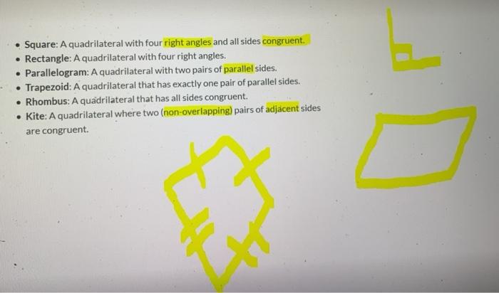 Solved Square: A quadrilateral with four right angles and | Chegg.com