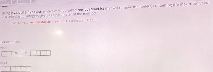 Solved Using java.util.LinkedList write a method called | Chegg.com