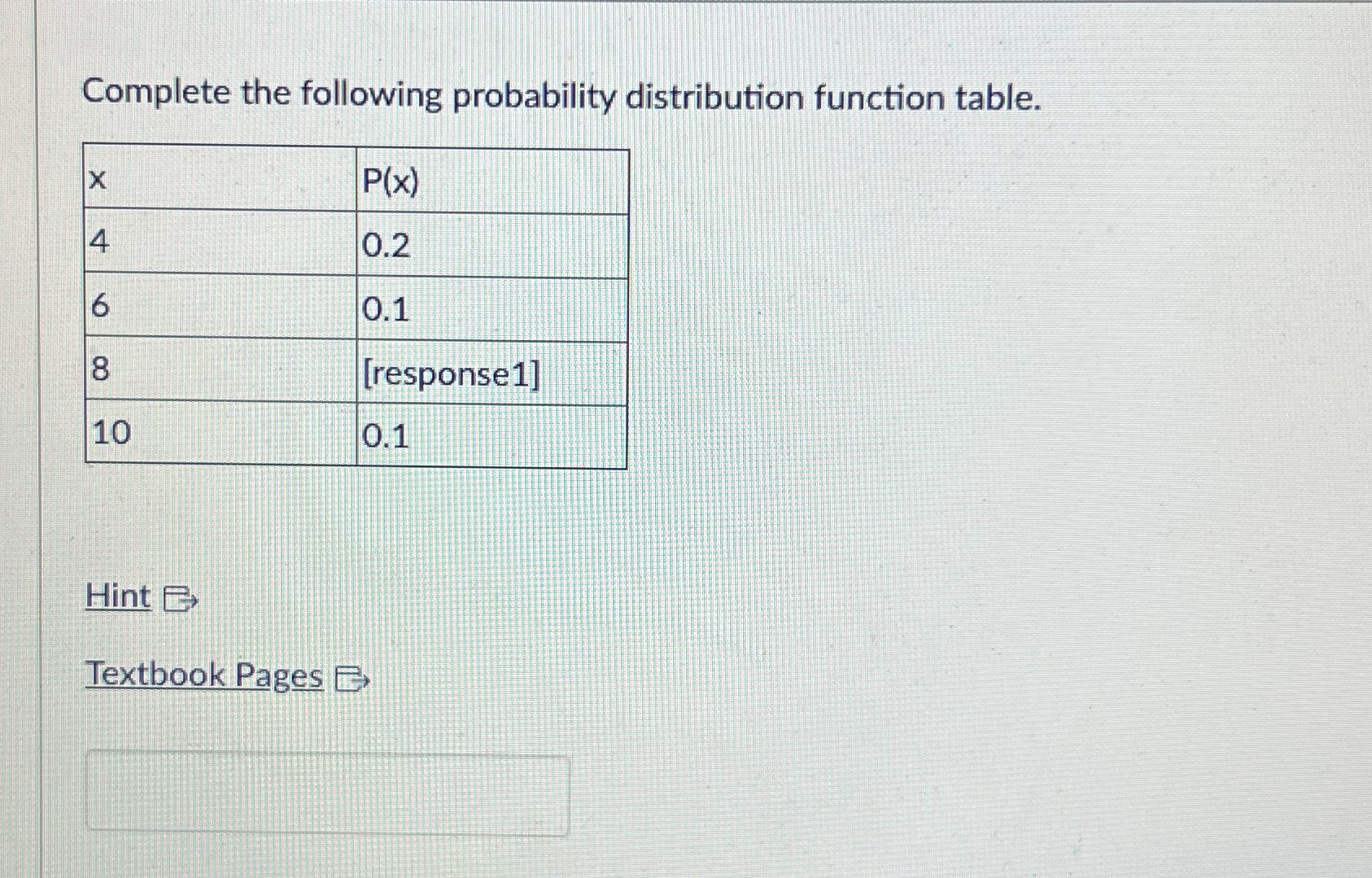 Solved Complete the following probability distribution | Chegg.com