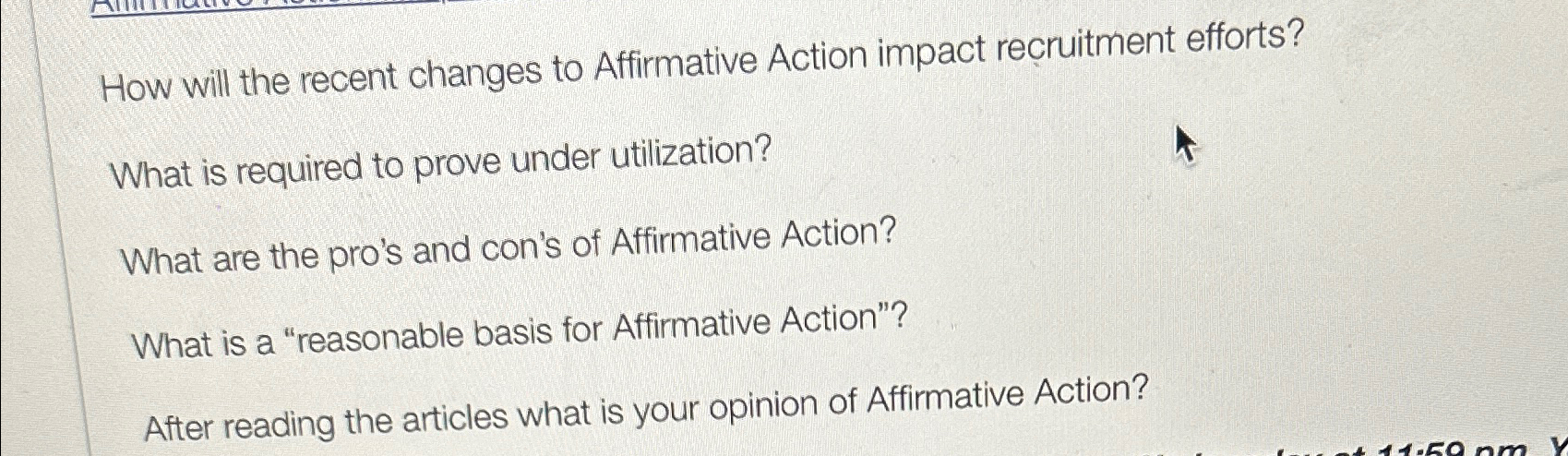 Solved How will the recent changes to Affirmative Action | Chegg.com