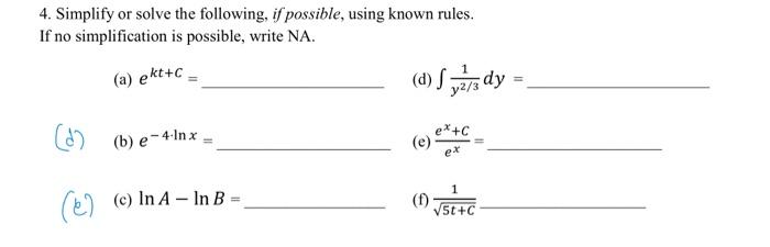 Solved 4. Simplify or solve the following, if possible, | Chegg.com