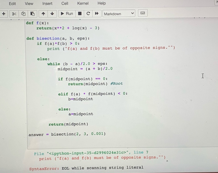 Solved N Edit View Insert Cell Kernel Help + Run с» Markdown | Chegg.com