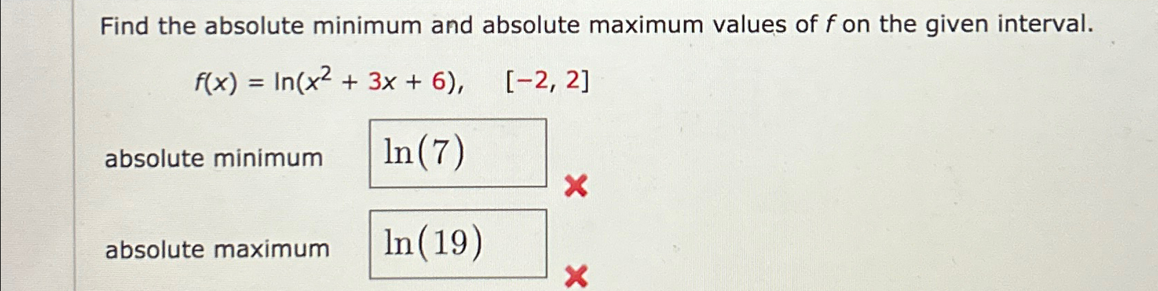 Solved Find the absolute minimum and absolute maximum values | Chegg.com