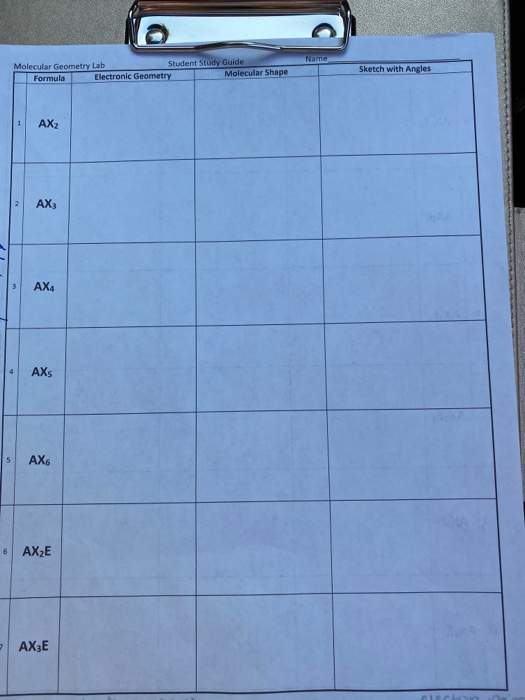 Solved Name Molecular Geometry Lab Student Study Guide | Chegg.com