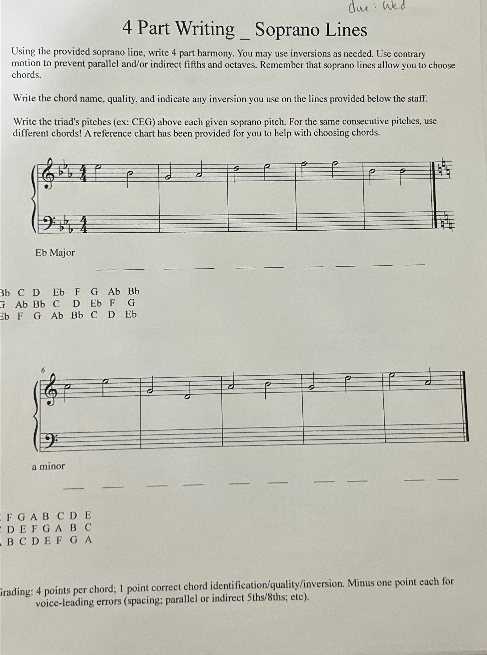 4 ﻿Part Writing _ ﻿Soprano LinesUsing the provided | Chegg.com