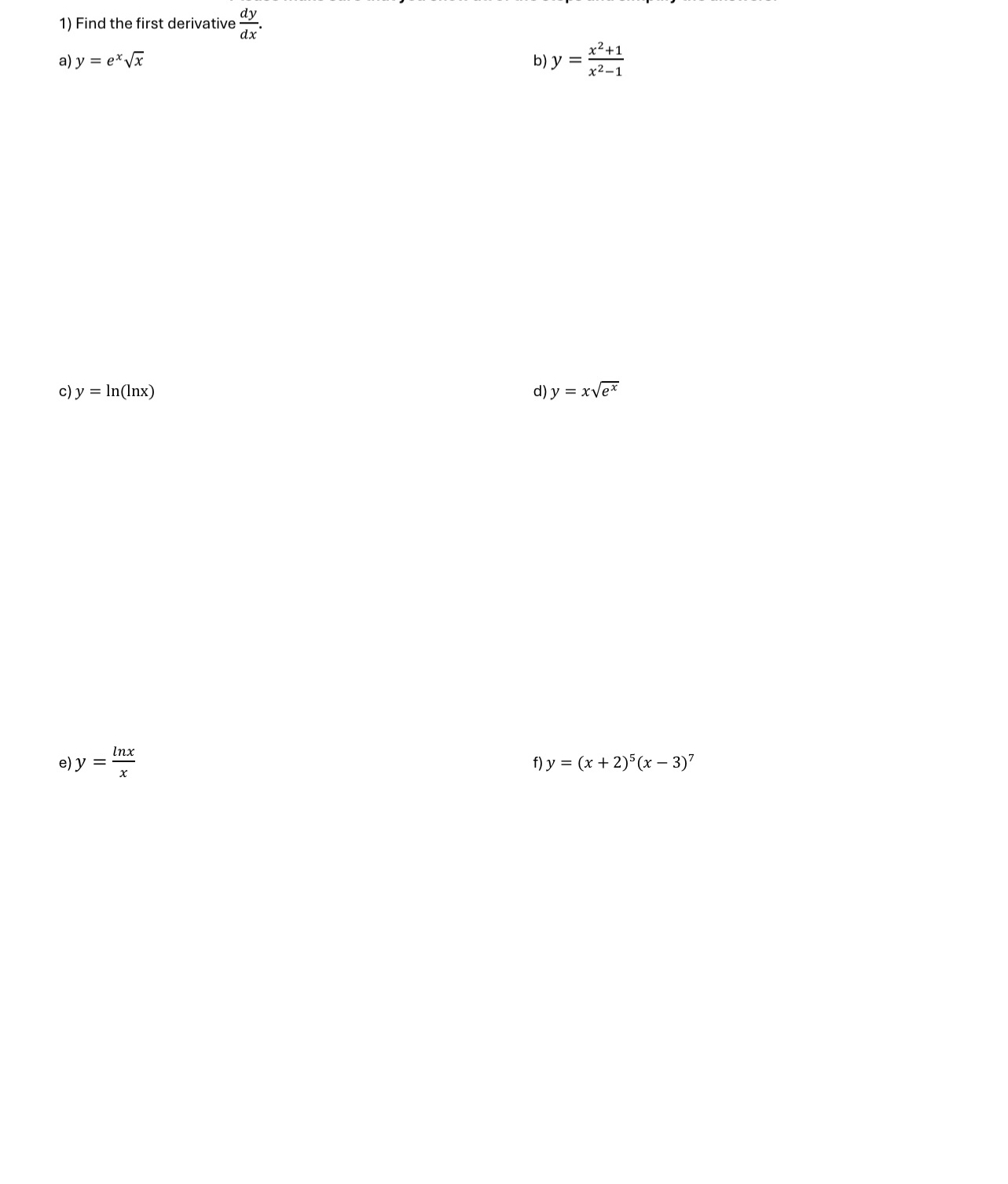 Solved Find the first derivative | Chegg.com