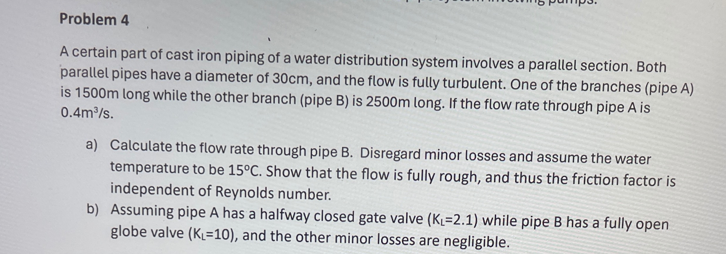 Problem 4A certain part of cast iron piping of a | Chegg.com