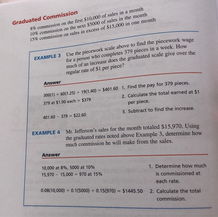 Solved Find the commissions on the following sales using the | Chegg.com