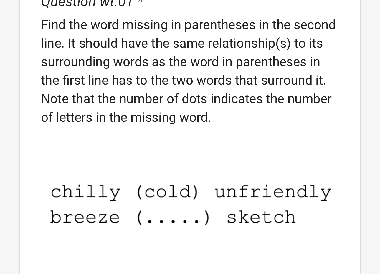Find the word missing in parentheses in the second | Chegg.com