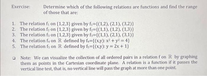 Solved Exercise Determine Which Of The Following Relations