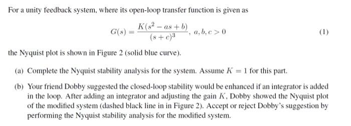 Solved For a unity feedback system, where its open-loop | Chegg.com