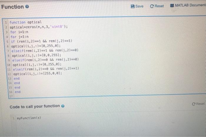 Solved Function ® Save e Reset DU MATLAB Documenta 1 | Chegg.com