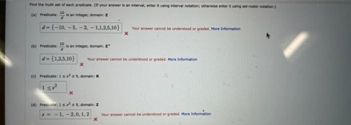 Solved Find the truth set of each predicate. (If your answer | Chegg.com