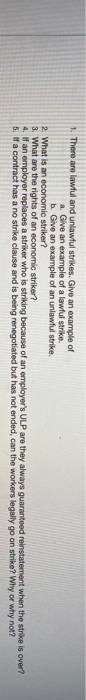Solved 1. There are awful and unlawful strikes. Give an | Chegg.com